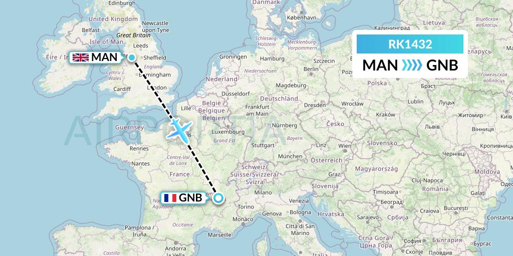 RK1432 Flight Status Ryanair UK: Manchester to Grenoble (RUK1432)