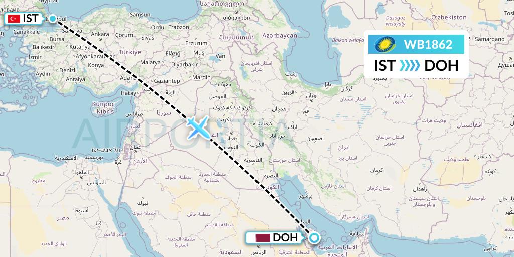WB1862 Flight Status RwandAir: Istanbul to Doha (RWD1862)