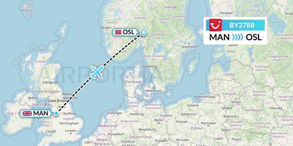 BY2788 Flight Status TUI Airways: Manchester to Oslo (TOM2788)
