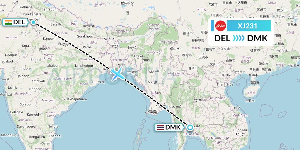 XJ231 Flight Status Thai AirAsia X: Delhi to Bangkok (TAX231)
