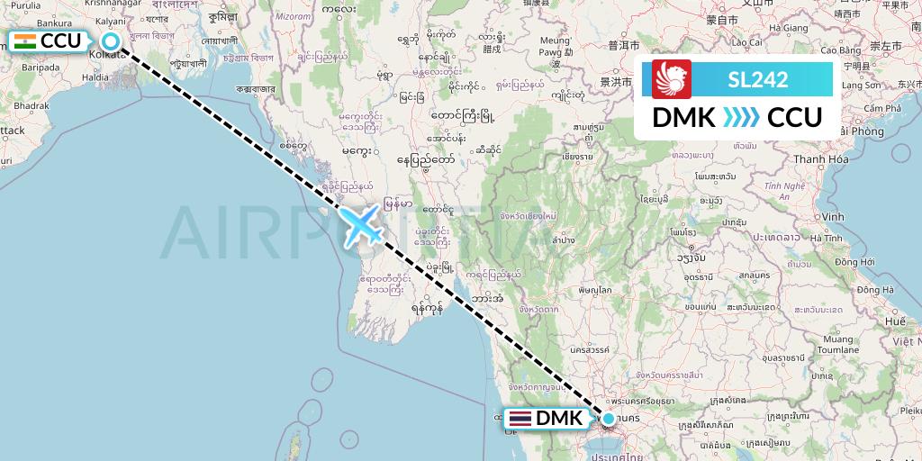 SL242 Flight Status Thai Lion Air: Bangkok to Kolkata (TLM242)
