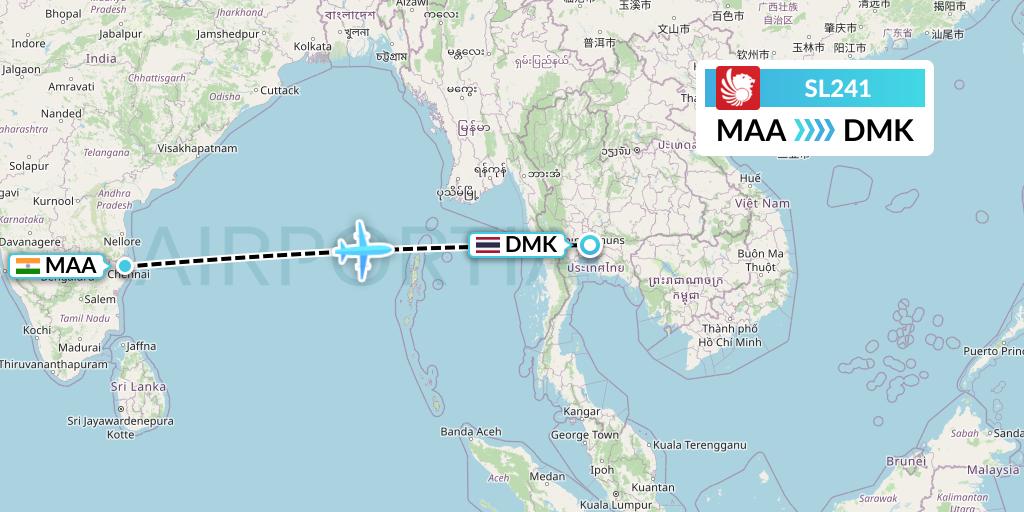 SL241 Flight Status Thai Lion Air: Chennai to Bangkok (TLM241)