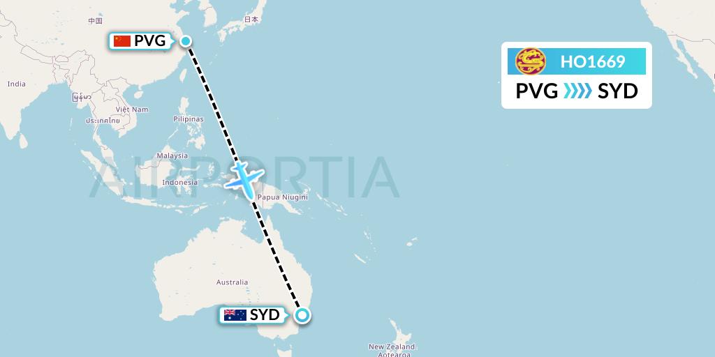 HO1669 Flight Status Juneyao Airlines: Shanghai to Sydney (DKH1669)