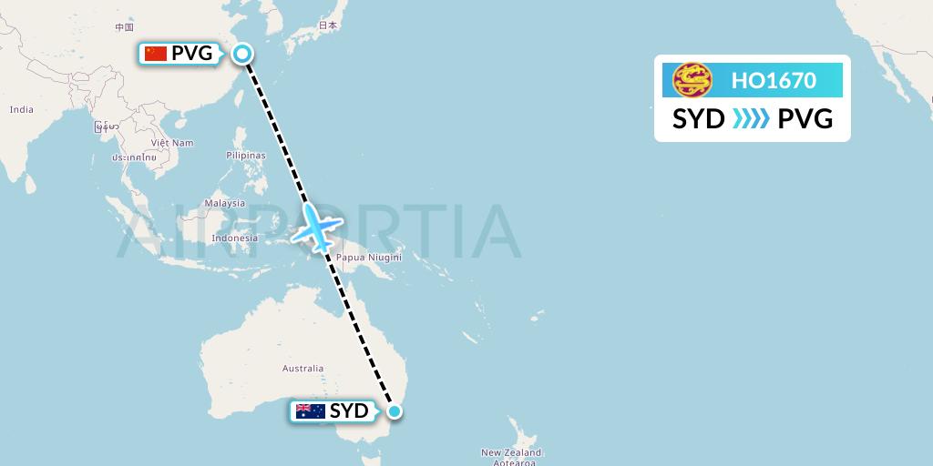 HO1670 Flight Status Juneyao Airlines: Sydney to Shanghai (DKH1670)