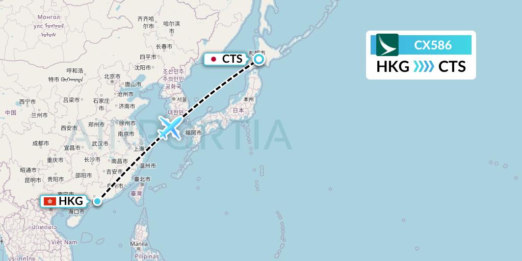 CX586 Flight Status Cathay Pacific: Hong Kong to Sapporo (CPA586)