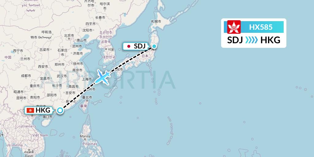 HX585 Flight Status Hong Kong Airlines: Sendai to Hong Kong (CRK585)