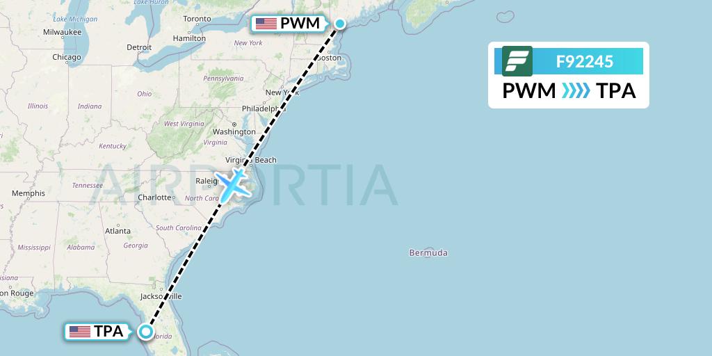 F92245 Flight Status Frontier Airlines: Portland to Tampa (FFT2245)