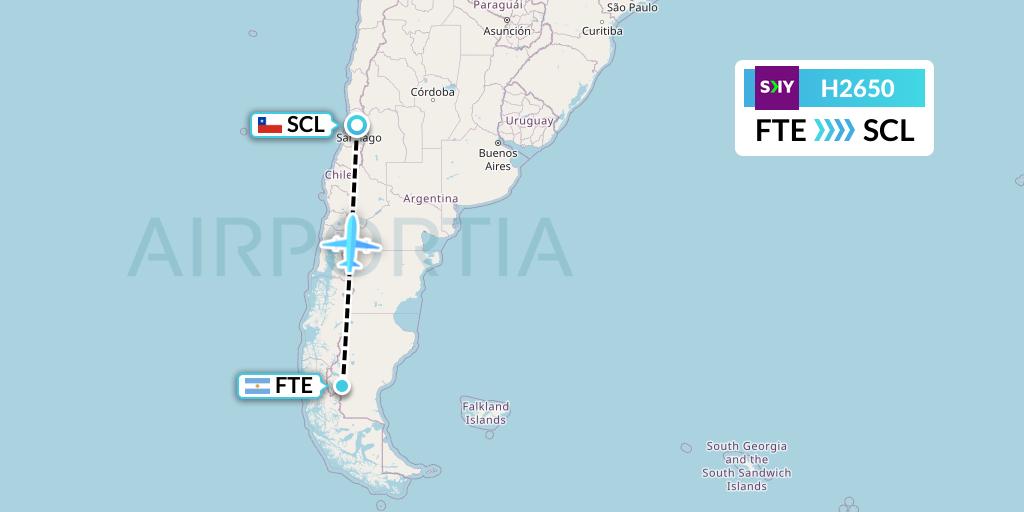 H2650 Flight Status Sky Airline: El Calafate to Santiago (SKU650)