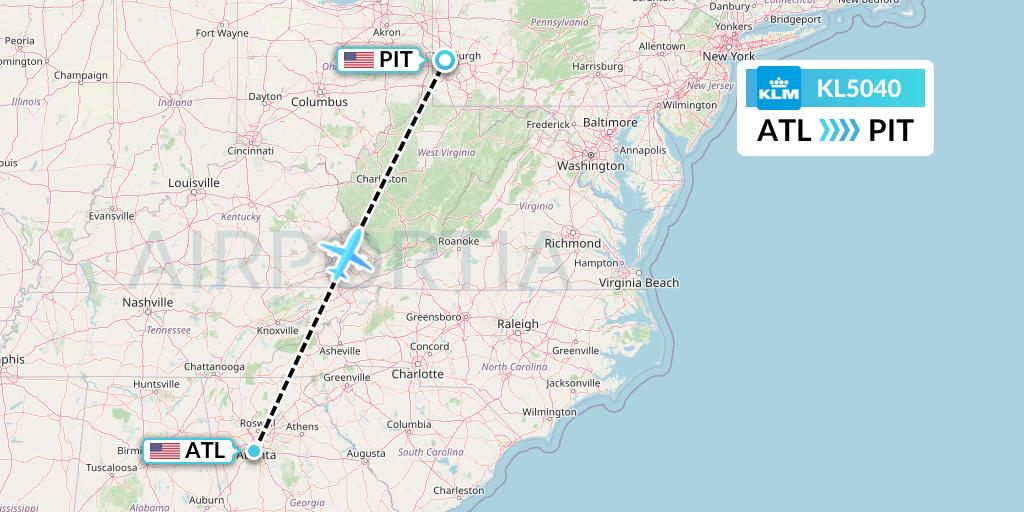 KL5040 Flight Status KLM: Atlanta to Pittsburgh (KLM5040)