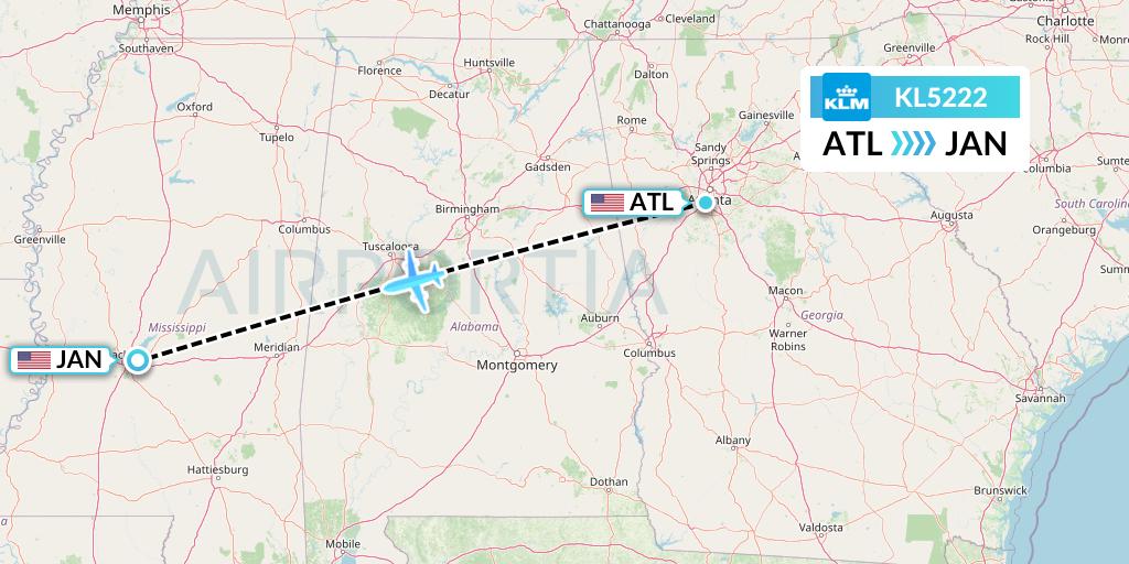 KL5222 Flight Status KLM: Atlanta to Jackson (KLM5222)