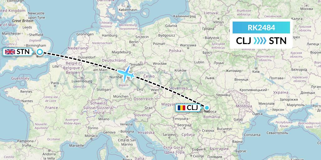 RK2484 Flight Status Ryanair UK: Cluj-Napoca to London (RUK2484)
