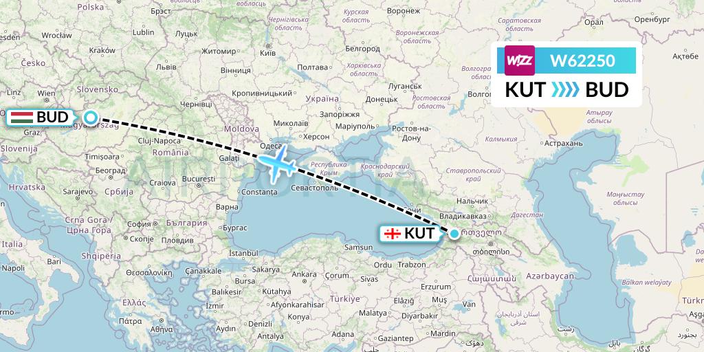 W62250 Flight Status Wizz Air: Kutaisi to Budapest (WZZ2250)