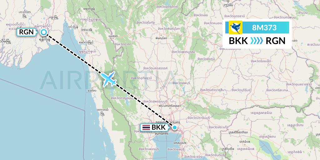 8M373 Flight Status Myanmar Airways International: Bangkok to Yangon ...