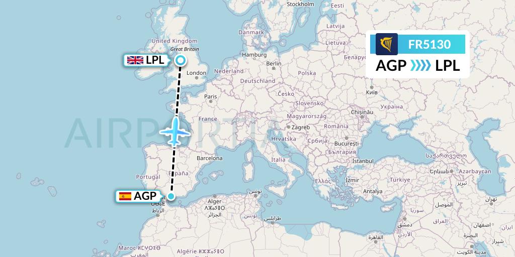 FR5130 Flight Status Ryanair: Malaga to Liverpool (RYR5130)