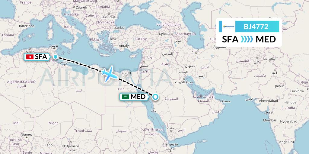 BJ4772 Flight Status Nouvelair Tunisie: Sfax to Medina (LBT4772)