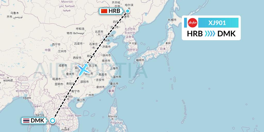 XJ901 Flight Status Thai AirAsia X: Harbin to Bangkok (TAX901)