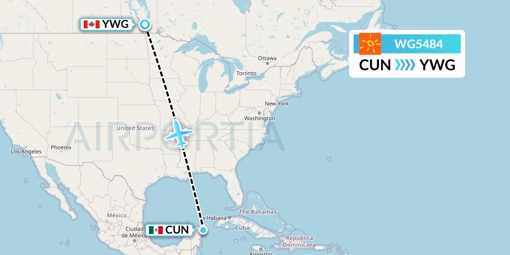 WG5484 Flight Status Sunwing Airlines: Cancun to Winnipeg (SWG5484)