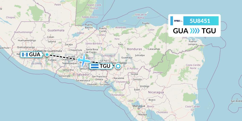 5U8451 Flight Status TAG Airlines: Guatemala City to Tegucigalpa (TGU8451)