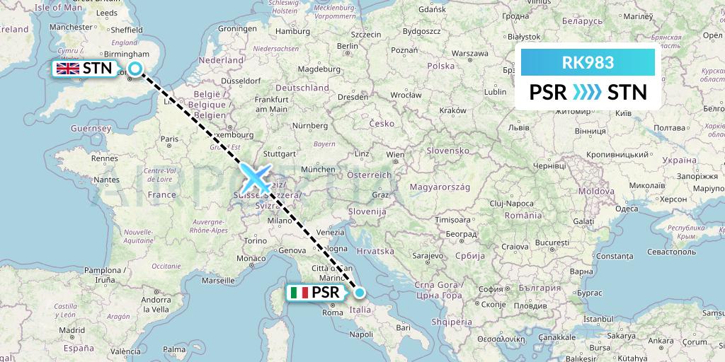 RK983 Flight Status Ryanair UK: Pescara to London (RUK983)
