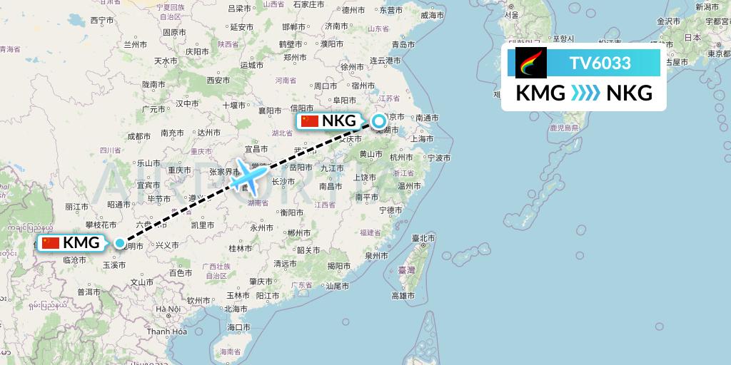 TV6033 Flight Status Tibet Airlines: Kunming to Nanjing (TBA6033)