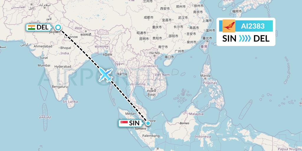 AI2383 Flight Status Air India: Singapore to Delhi (AIC2383)