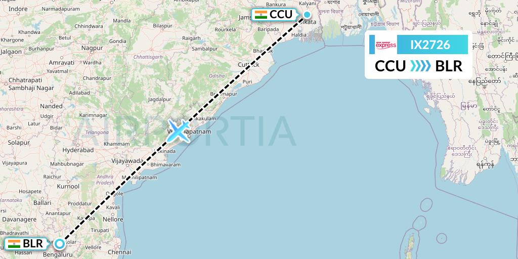 IX2726 Flight Status Air India Express: Kolkata to Bangalore (AXB2726)