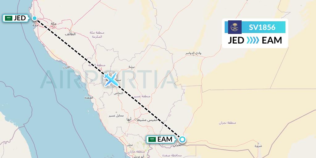 SV1856 Flight Status Saudi Arabian Airlines: Jeddah to Najran (SVA1856)