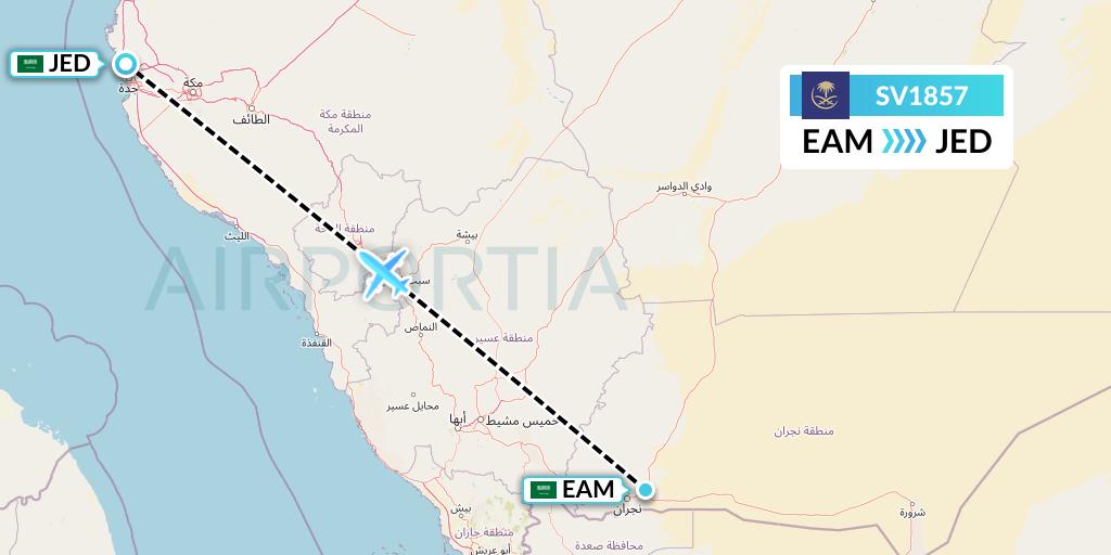 SV1857 Flight Status Saudi Arabian Airlines: Najran to Jeddah (SVA1857)