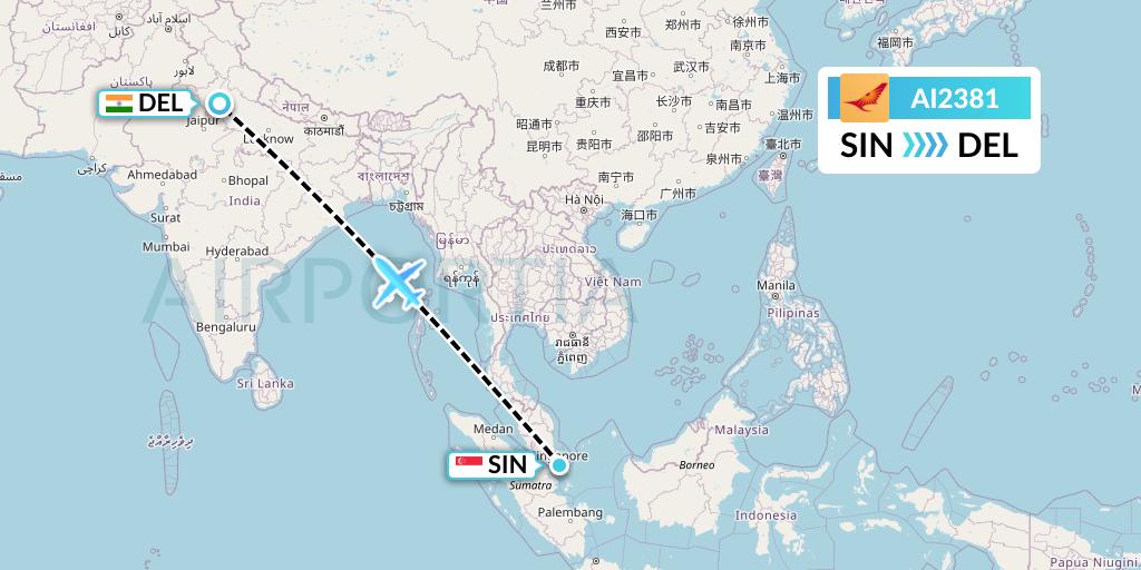 AI2381 Flight Status Air India: Singapore to Delhi (AIC2381)