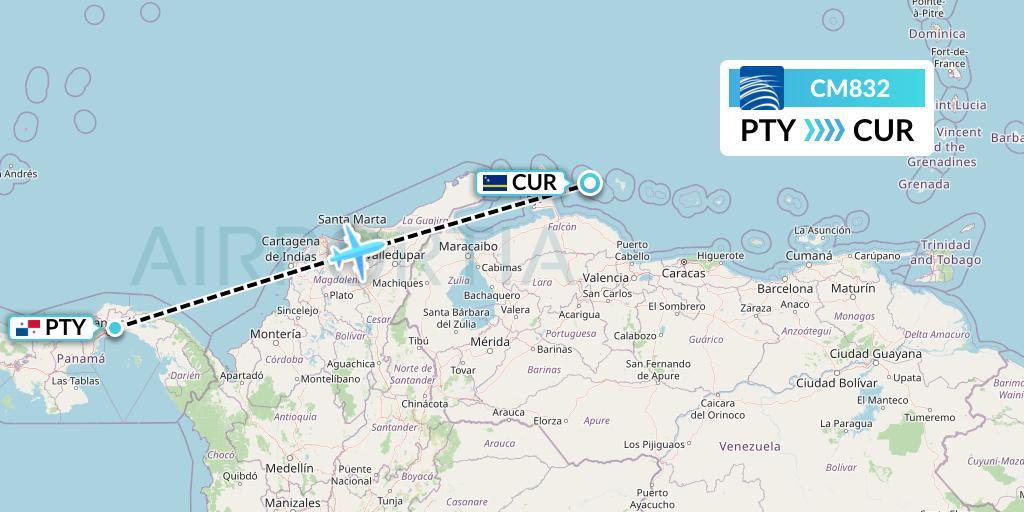 CM832 Flight Status Copa Airlines: Panama City to Willemstad (CMP832)