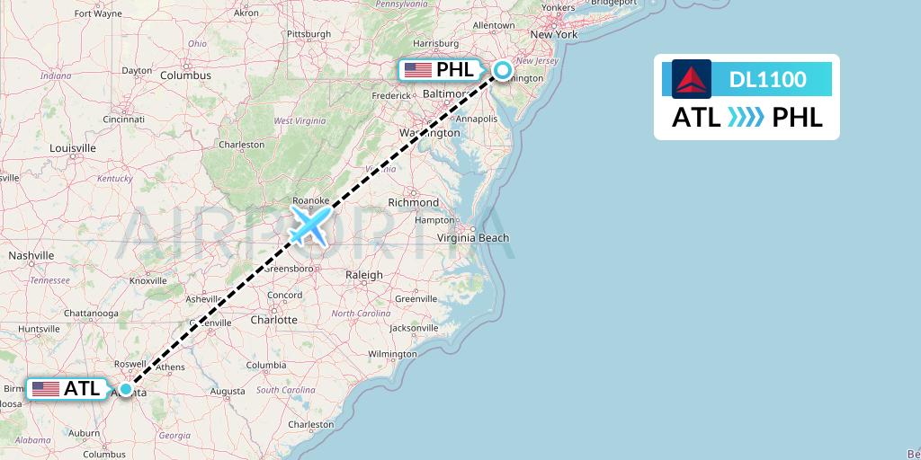 DL1100 Flight Status Delta Air Lines: Atlanta to Philadelphia (DAL1100)
