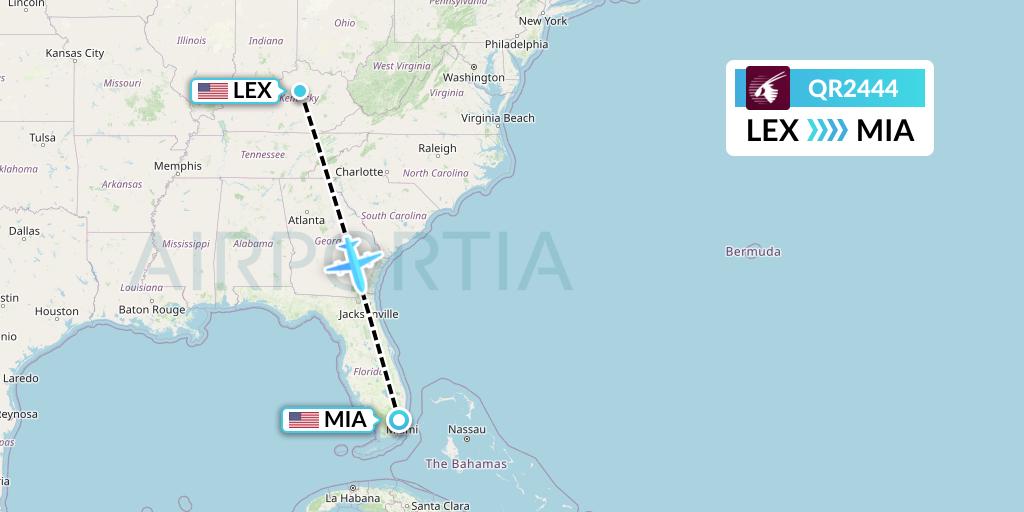QR2444 Flight Status Qatar Airways: Lexington to Miami (QTR2444)
