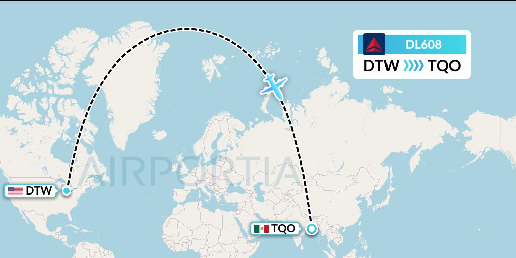 DL608 Flight Status Delta Air Lines: Detroit to Tulum (DAL608)