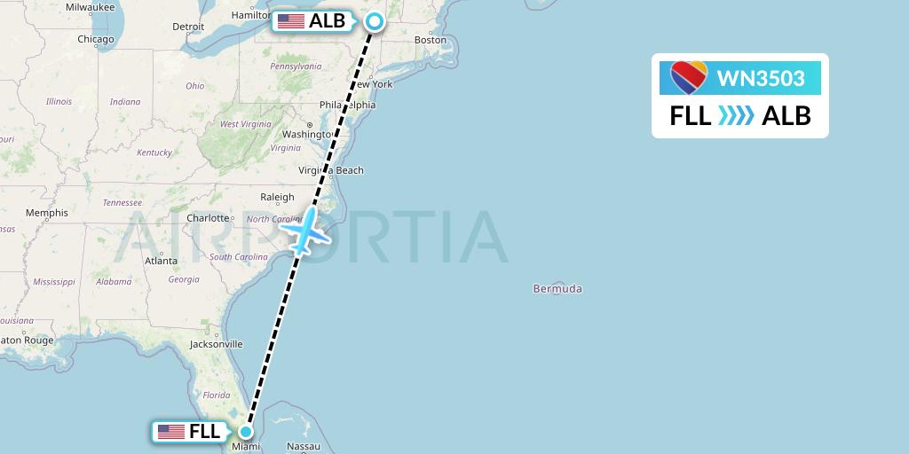 WN3503 Flight Status Southwest Airlines: Fort Lauderdale to Albany ...