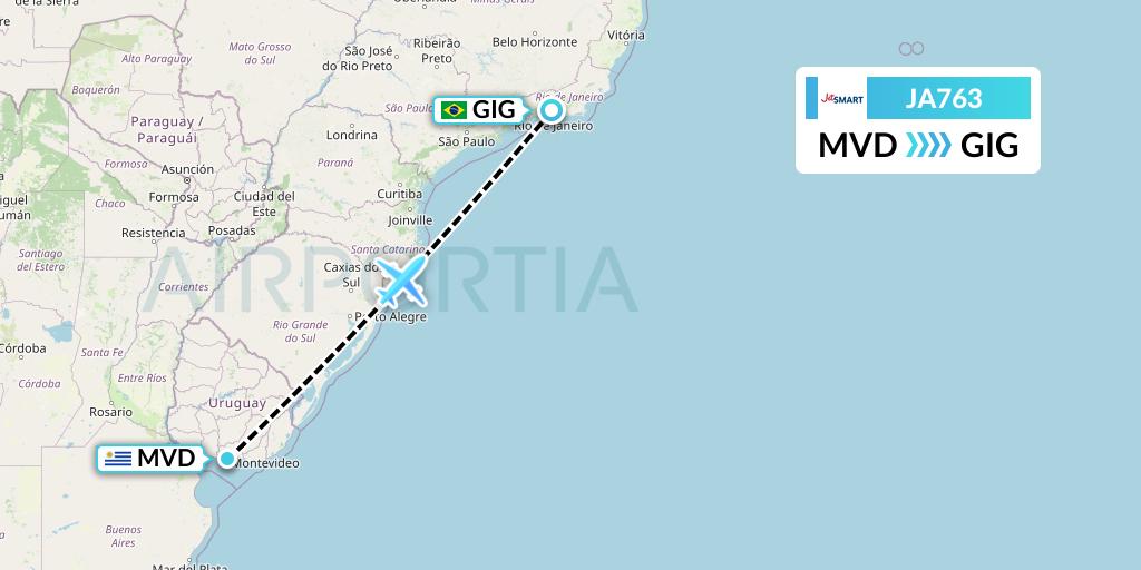 JA763 Flight Status JetSMART: Montevideo to Rio de Janeiro (JAT763)
