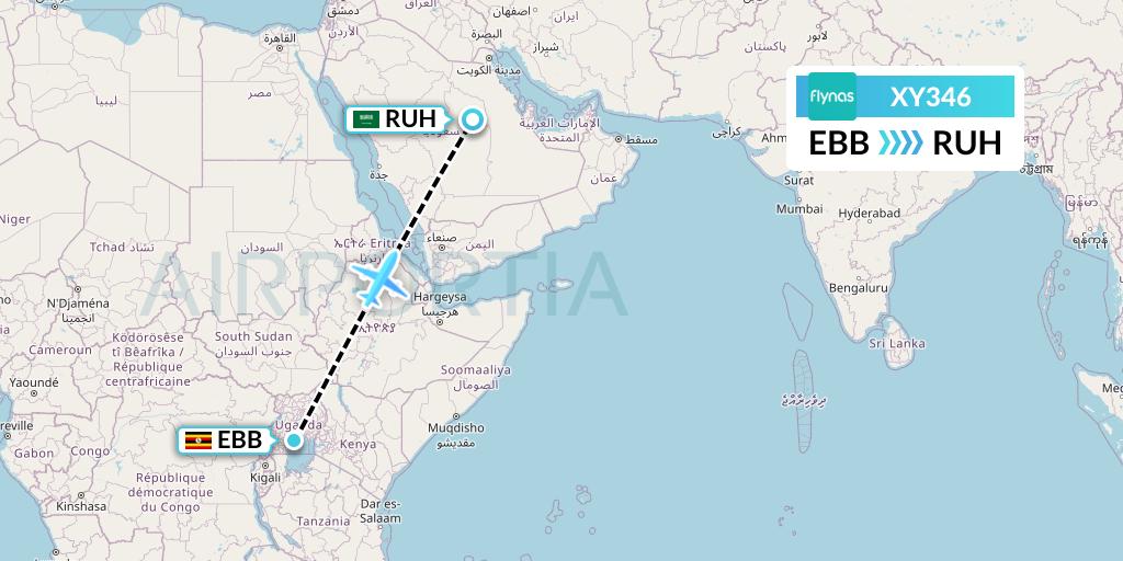 XY346 Flight Status Flynas: Entebbe to Riyadh (KNE346)