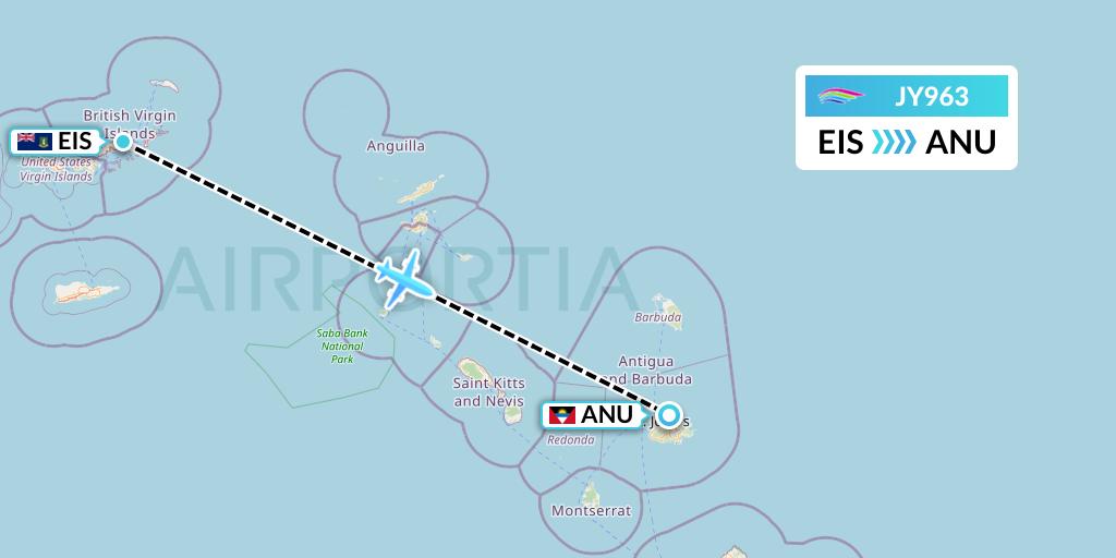 JY963 Flight Status InterCaribbean Airways: Beef Island to Antigua (IWY963)
