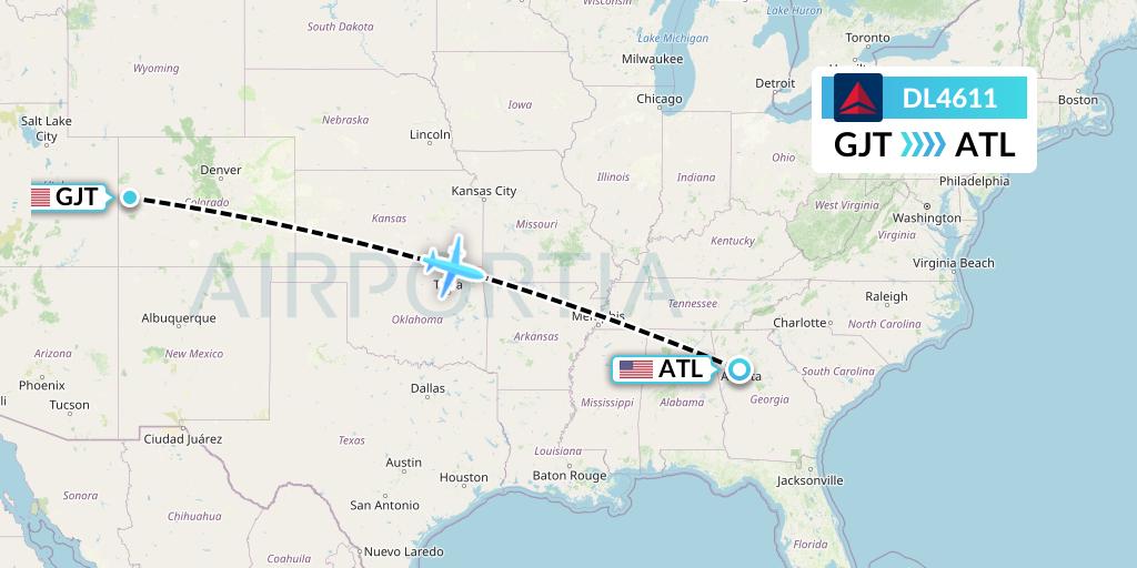 DL4611 Flight Status Delta Air Lines: Grand Junction to Atlanta (DAL4611)