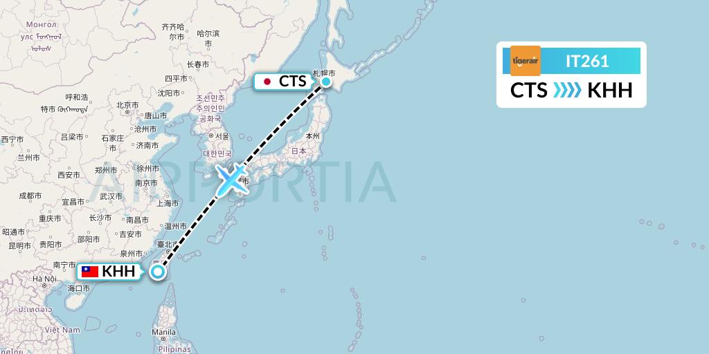 IT261 Flight Status Tigerair Taiwan: Sapporo to Kaohsiung (TTW261)