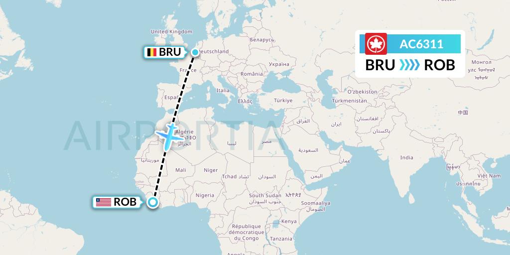 AC6311 Flight Status Air Canada: Brussels to Monrovia (ACA6311)