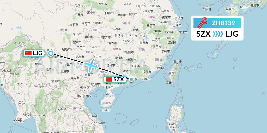 ZH8139 Flight Status Shenzhen Airlines: Shenzhen to Lijiang (CSZ8139)