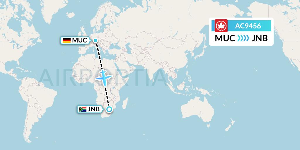 AC9456 Flight Status Air Canada: Munich to Johannesburg (ACA9456)