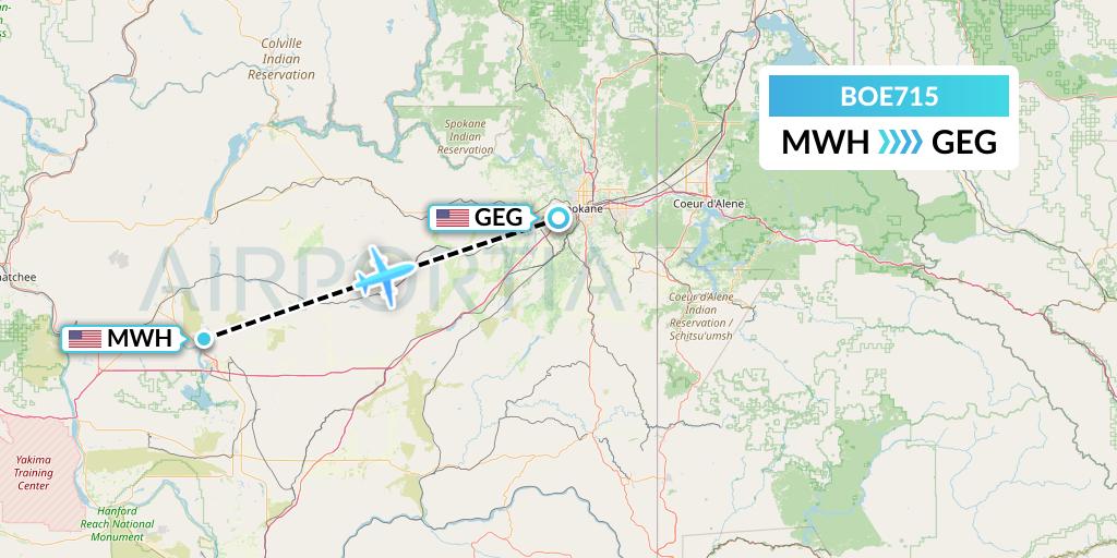 BOE715 Flight Status Boeing: Moses Lake to Spokane