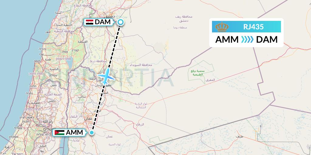 RJ435 Flight Status Royal Jordanian: Amman to Damascus (RJA435)