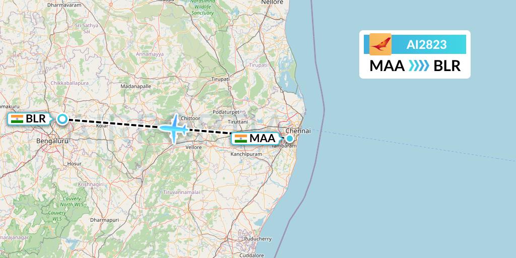 AI2823 Flight Status Air India: Chennai to Bangalore (AIC2823)
