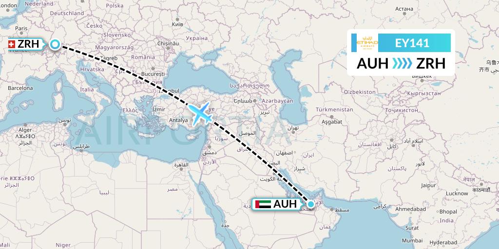 EY141 Flight Status Etihad Airways: Abu Dhabi to Zurich (ETD141)