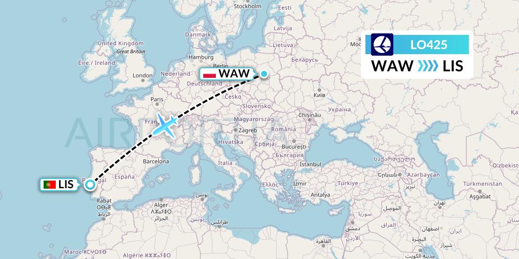 LO425 Flight Status LOT: Warsaw to Lisbon (LOT425)