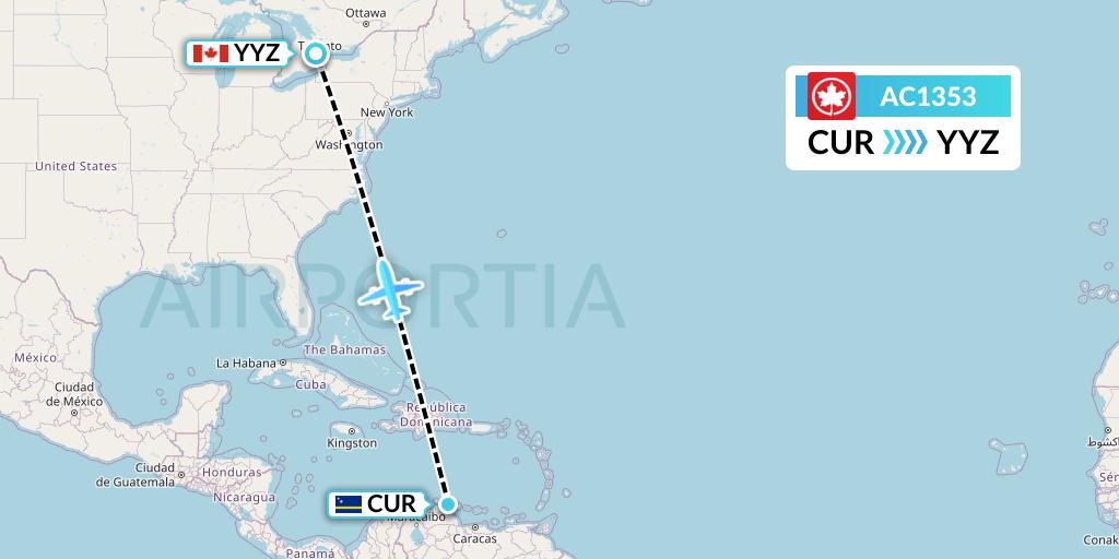 AC1353 Flight Status Air Canada: Willemstad to Toronto (ACA1353)