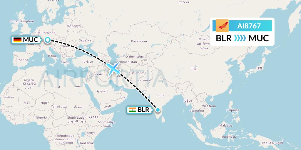 AI8767 Flight Status Air India: Bangalore to Munich (AIC8767)
