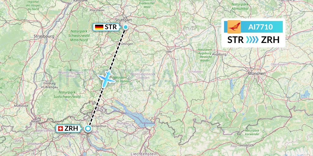 AI7710 Flight Status Air India: Stuttgart to Zurich (AIC7710)